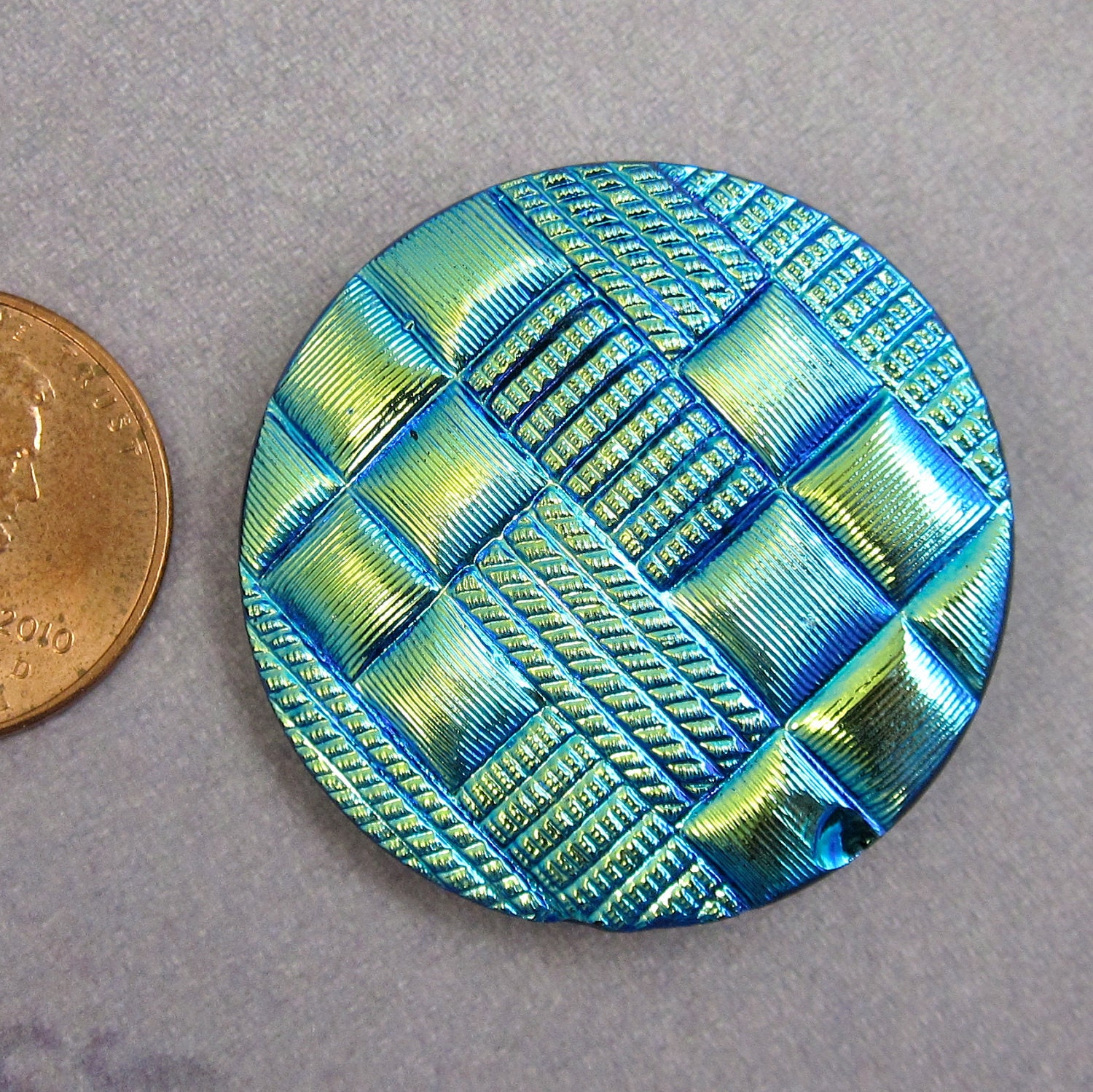 Vintage Button Blue Iridescent Glass Button 1 1/4 Iridescent - Etsy UK