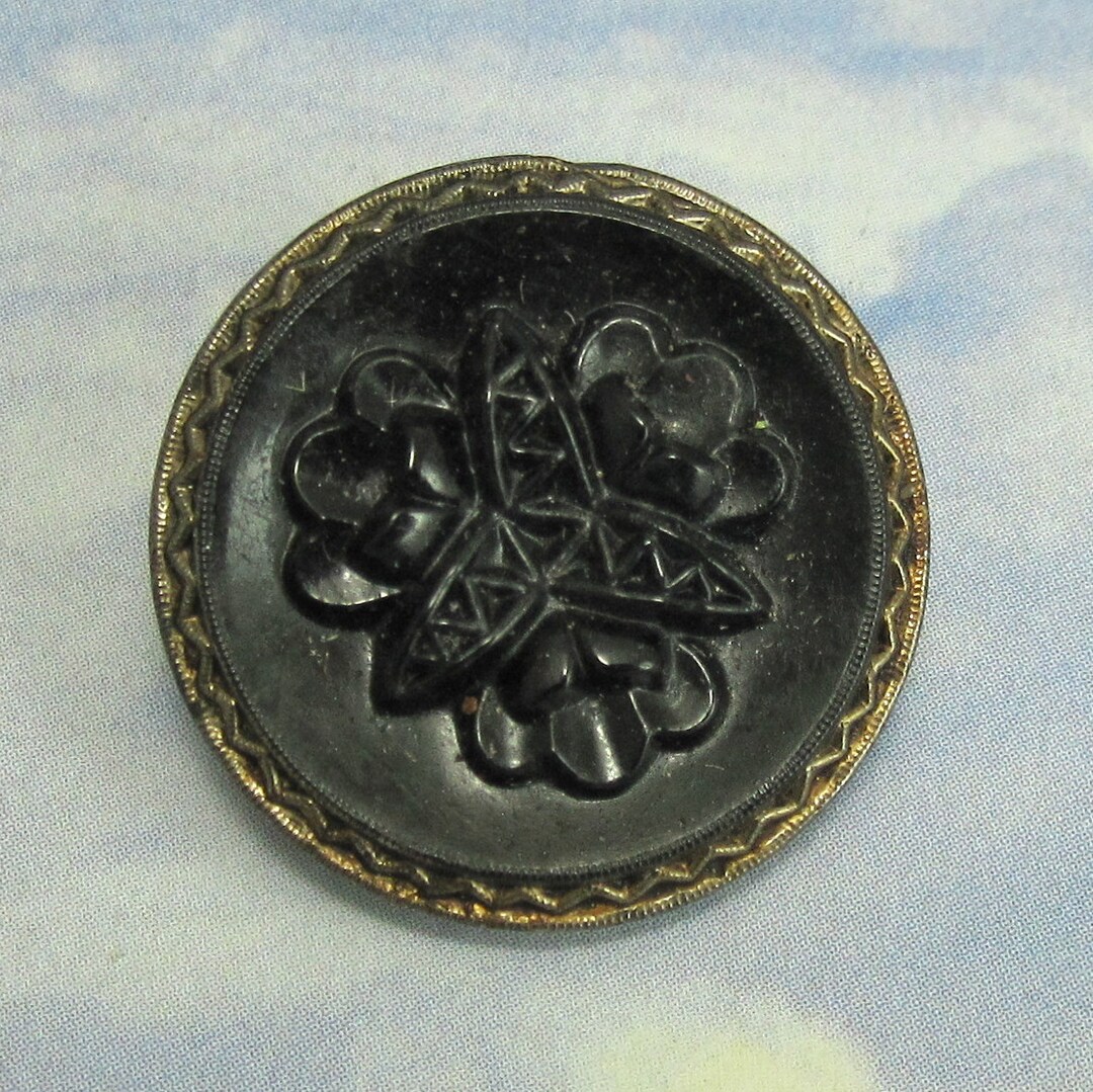 Flower Victorian Button Antique Floral Button 7/8 Inch Large Brass ...