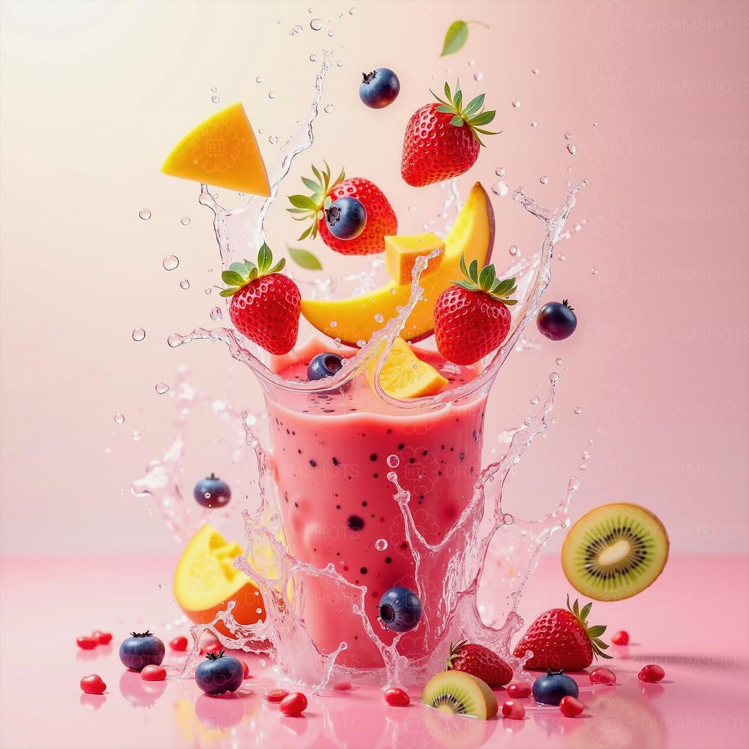Ai Ultra-realistic Fruit Smoothie Splash Art – Perfect for Wellness ...