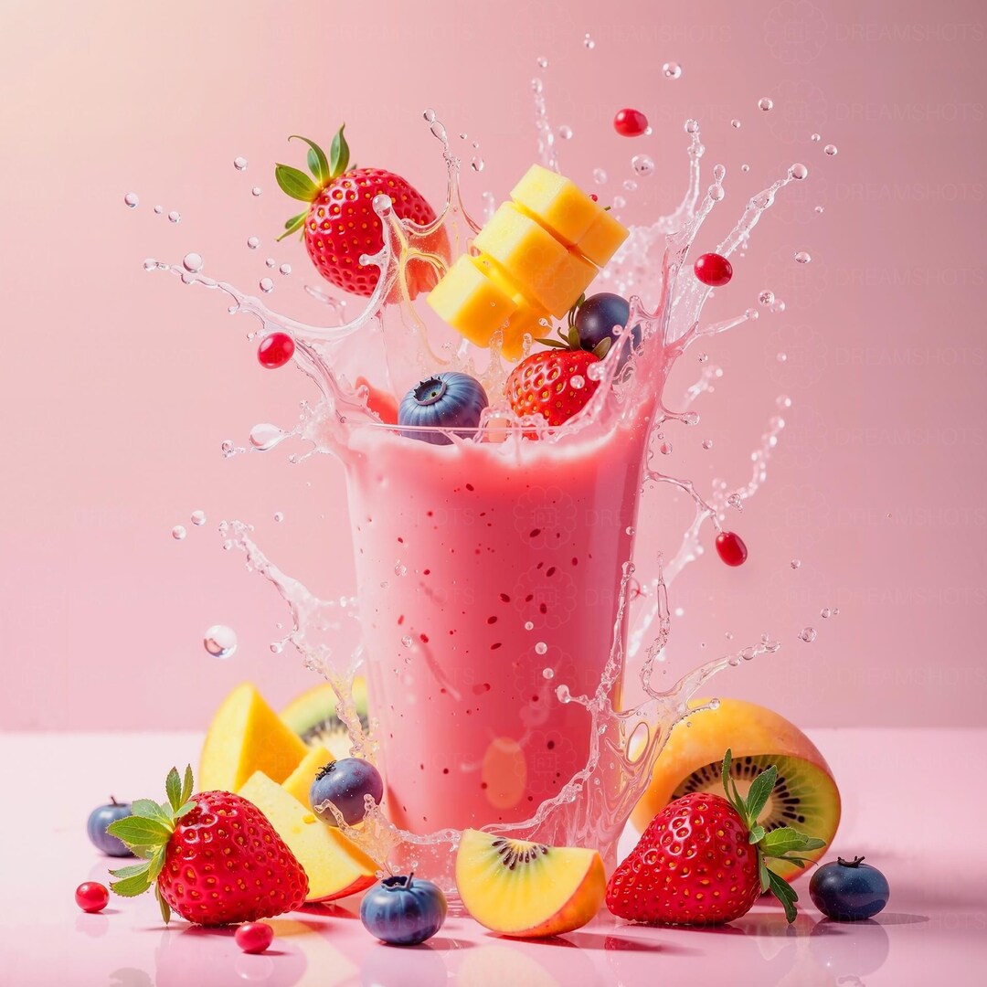 Ai Ultra-realistic Fruit Smoothie Splash Art – Perfect for Wellness ...