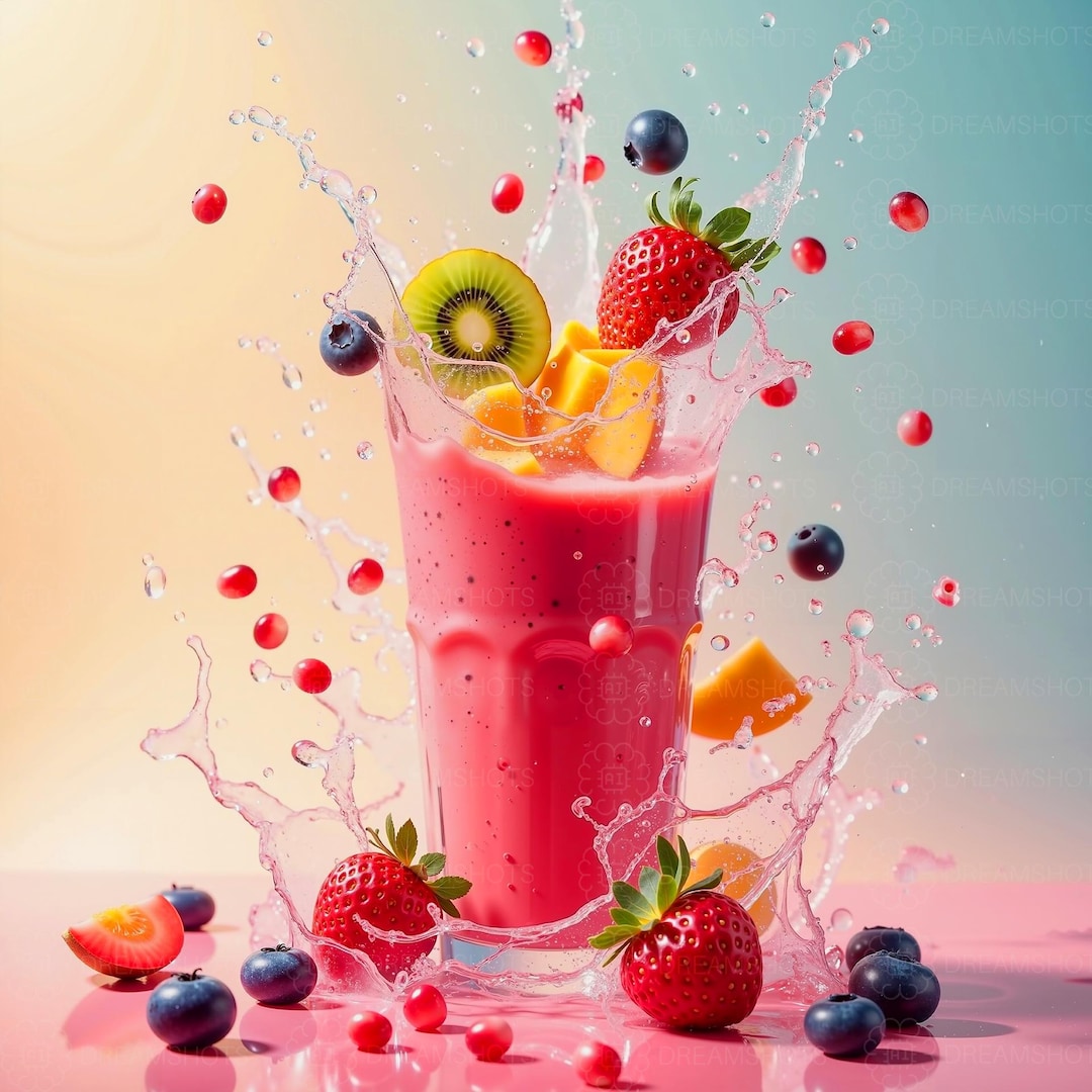 Ai Ultra-realistic Fruit Smoothie Splash Art – Perfect for Wellness ...
