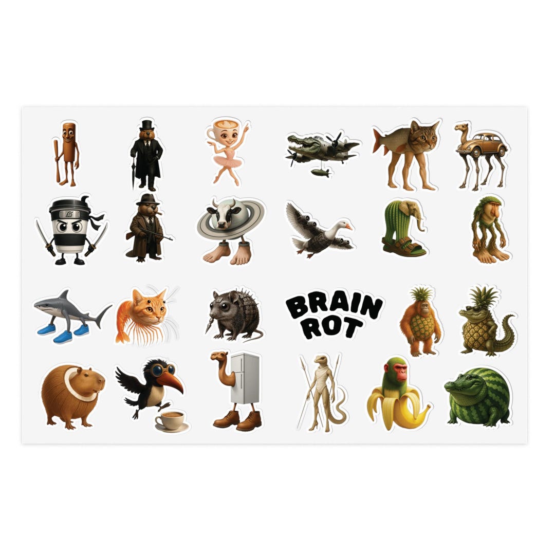 Pegatinas Brainrot, Brain Rot, Pegatinas italianas Brain Rot, Cappucino ...
