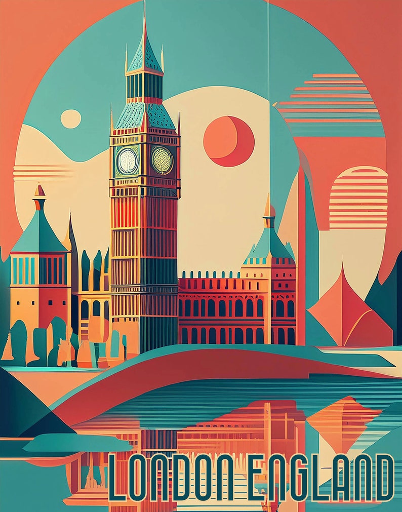 London England | Travel Poster | Instant Download | Retro - Etsy