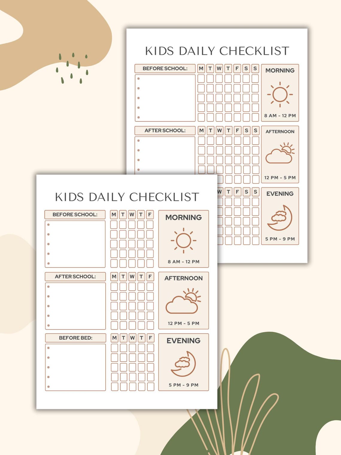 Editable Kids Daily Checklist: School Routine Chart (printable Canva ...