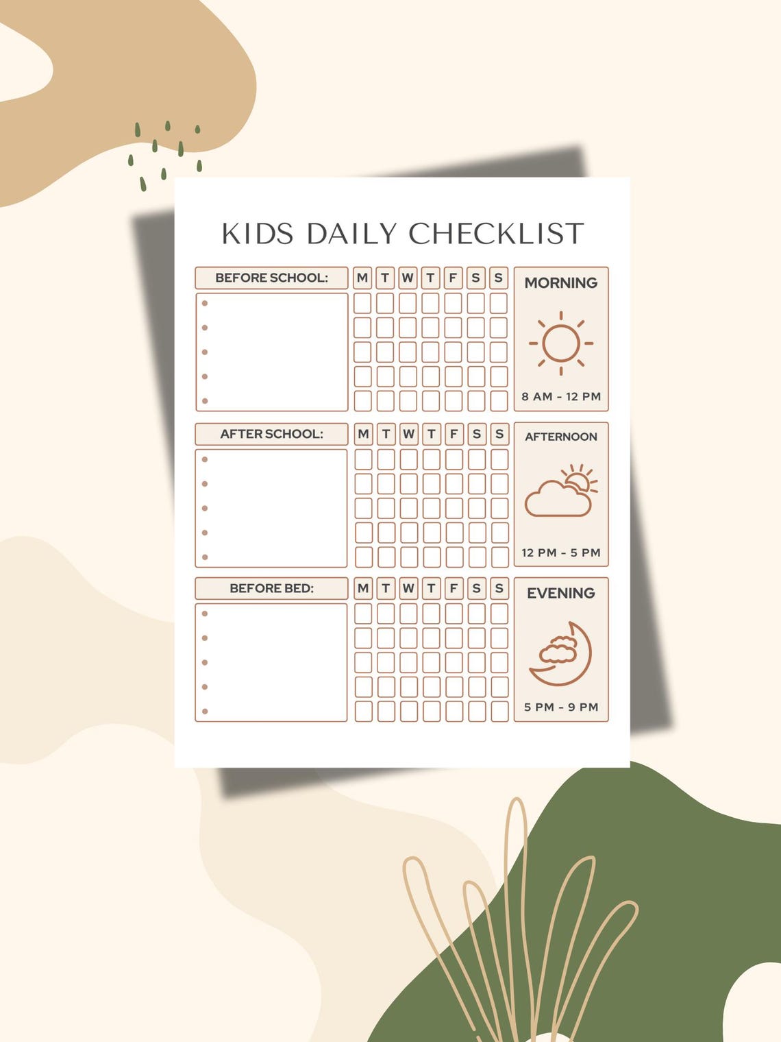 Editable Kids Daily Checklist: School Routine Chart (printable Canva ...