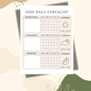 Editable Kids Daily Checklist: School Routine Chart (printable Canva ...