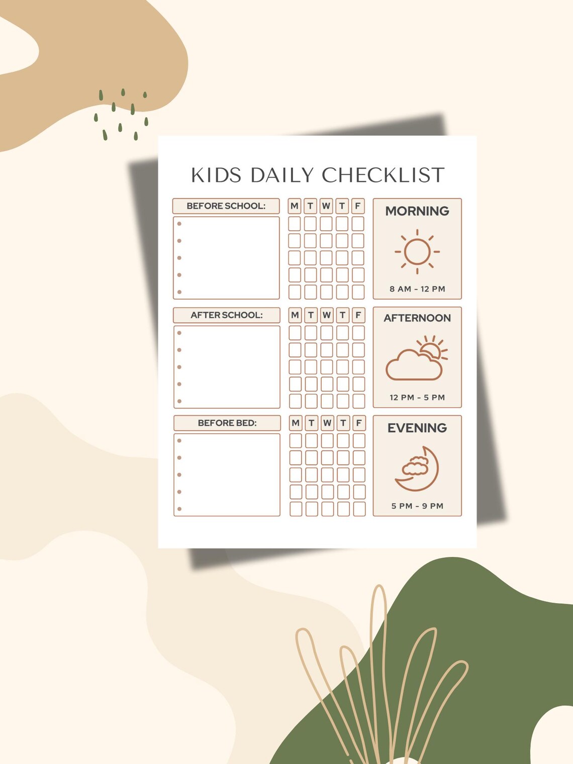 Editable Kids Daily Checklist: School Routine Chart (printable Canva ...