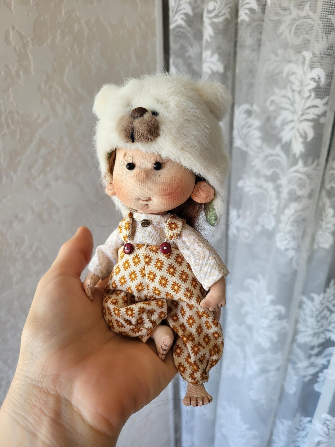 Freya – Handmade Cloth Doll in Bear Hat – Waldorf Inspired Art Doll - Etsy