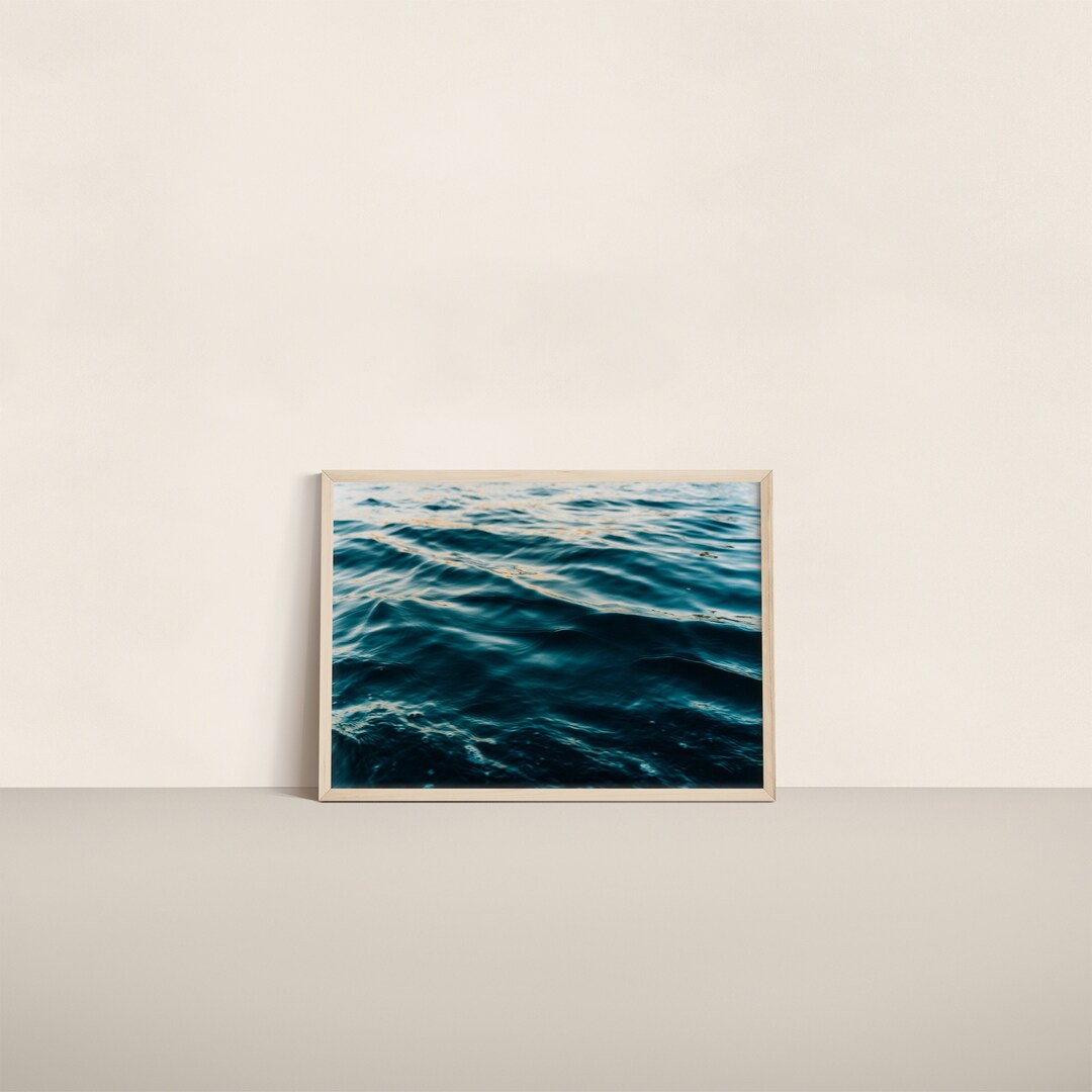 Blue Ocean Wave Print - Coastal Wall Art, Beach House Decor, Large ...