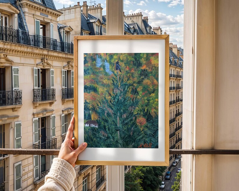 Raven on a Fir Tree, Oil Painting by M. Wolf, Fine Art Print, Autumnal ...