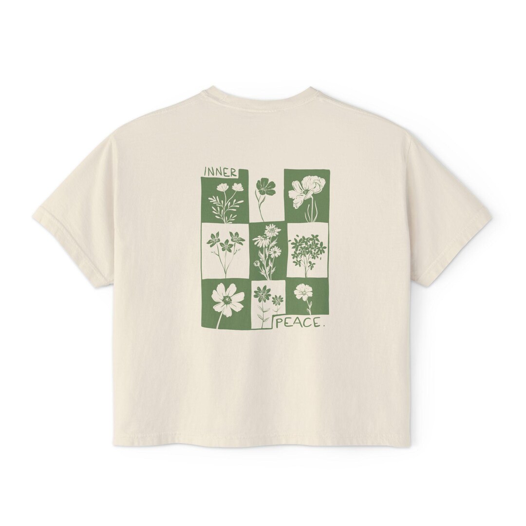 Vintage Floral Boxy T-shirt - Hand-drawn Design, 100% Cotton, Relaxed ...