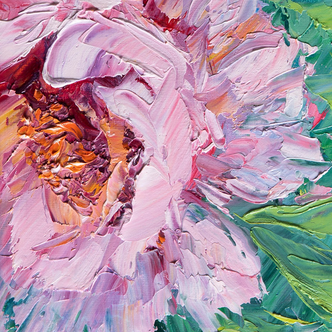 Original Peony Floral Textured Palette Knife Painting Oil on - Etsy