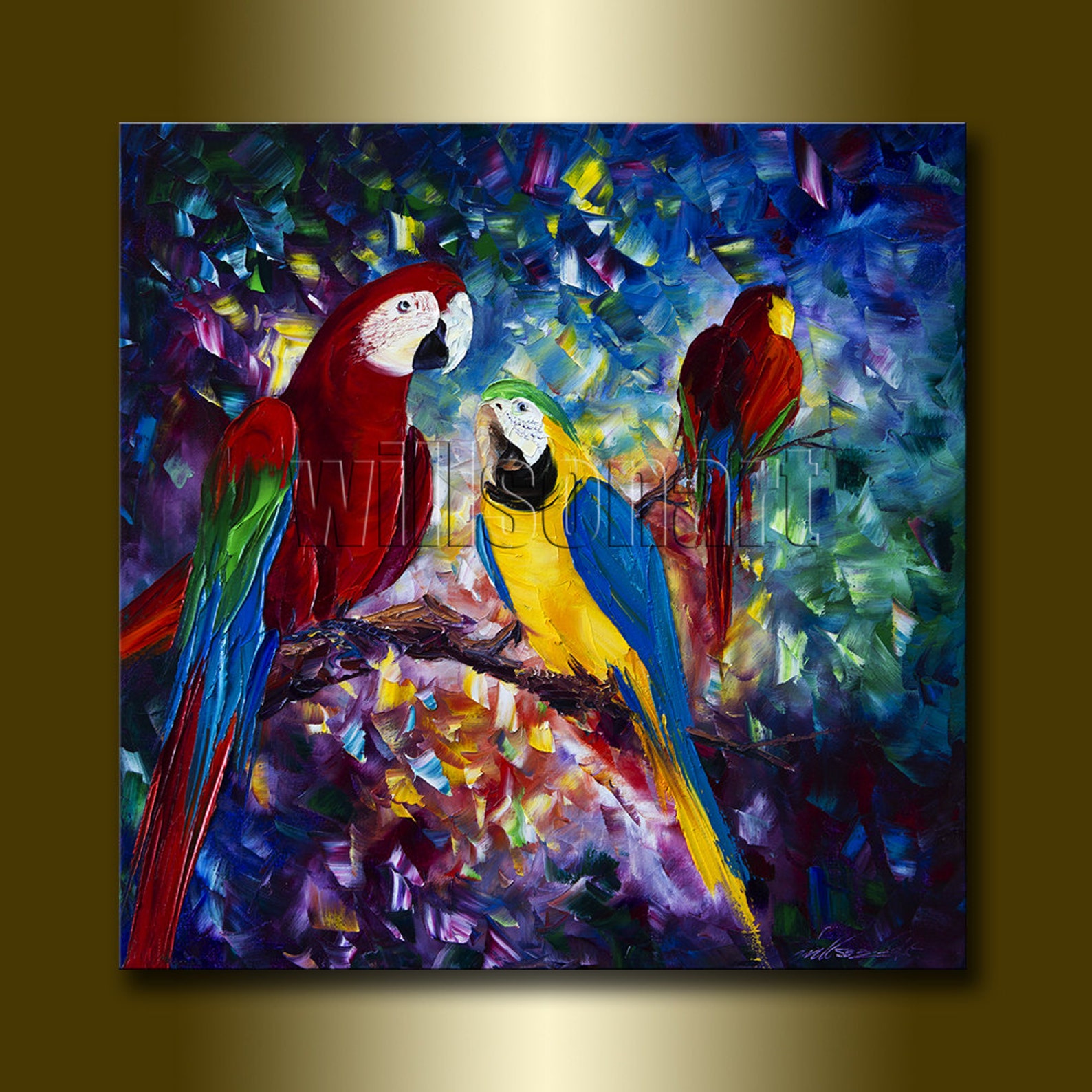 Parrot Portrait Original Animal Oil Painting Textured Palette - Etsy