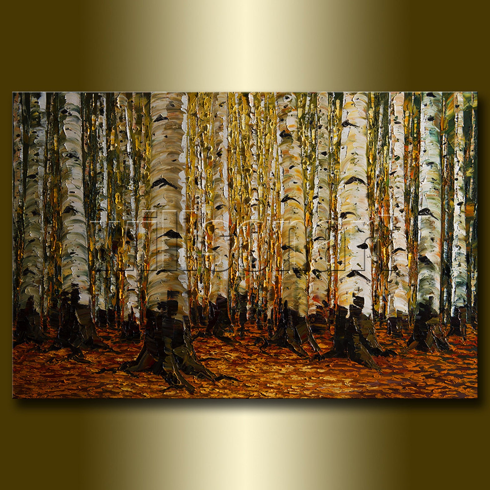 Birch Tree Forest Seasons Landscape Painting Oil on Canvas - Etsy