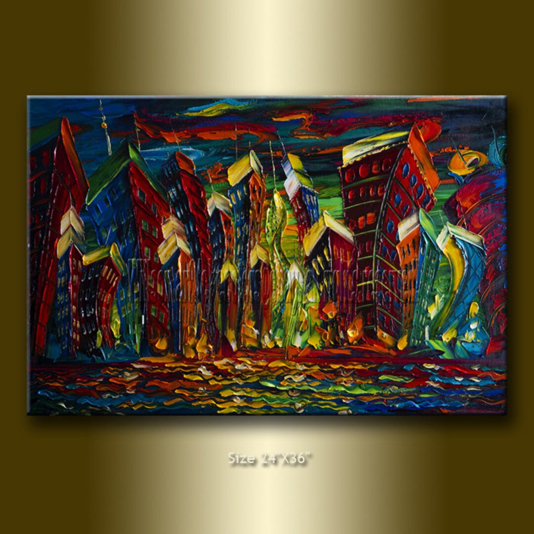 Cityscape Painting Original Modern City Series Oil on Canvas - Etsy