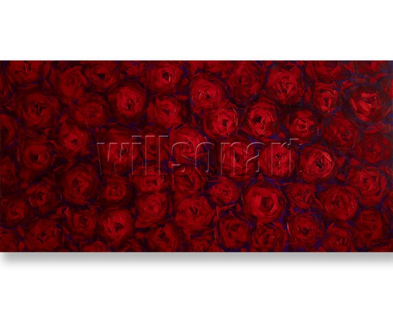 Red Roses Original Floral Oil Painting Textured Palette Knife | Etsy