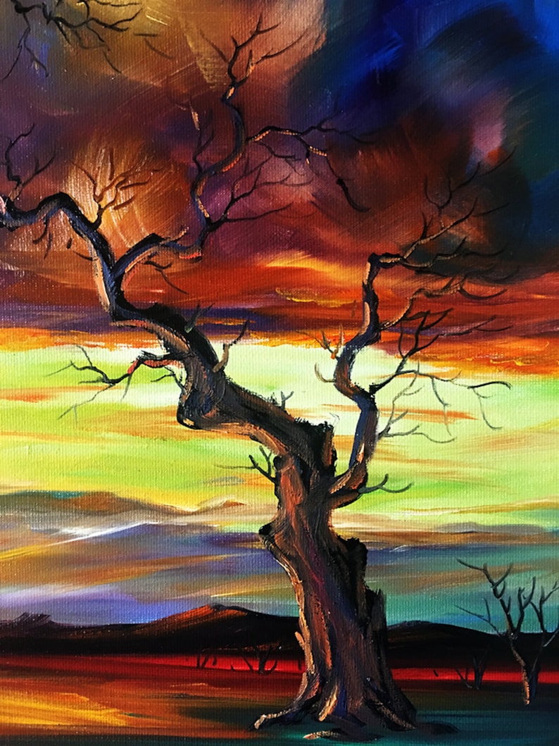 Modern Landscape Abstract Tree Art Canvas Original Oil - Etsy