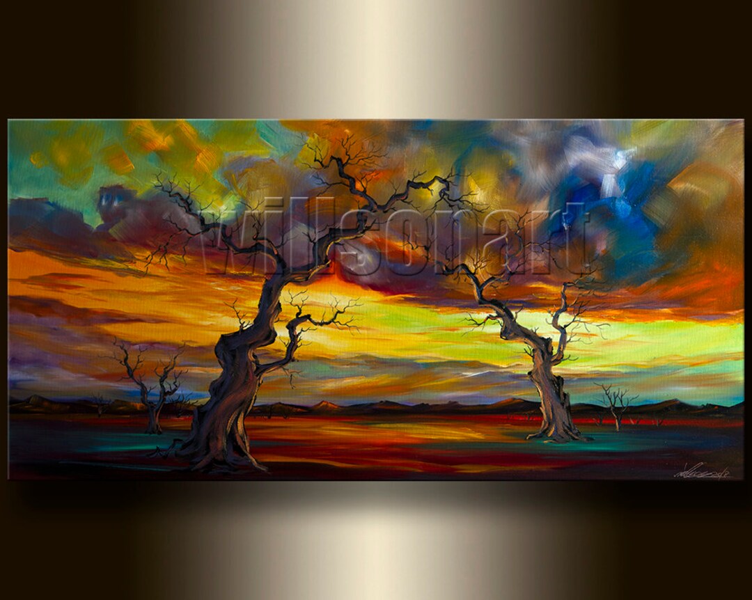 Modern Landscape Abstract Tree Art Canvas Original Oil - Etsy