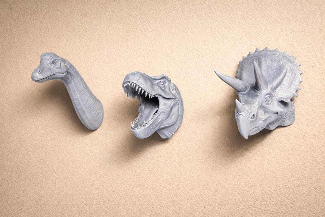 T-rex, Brachiosaurus & Triceratops Wall Mount STL Bundle – Support-free ...