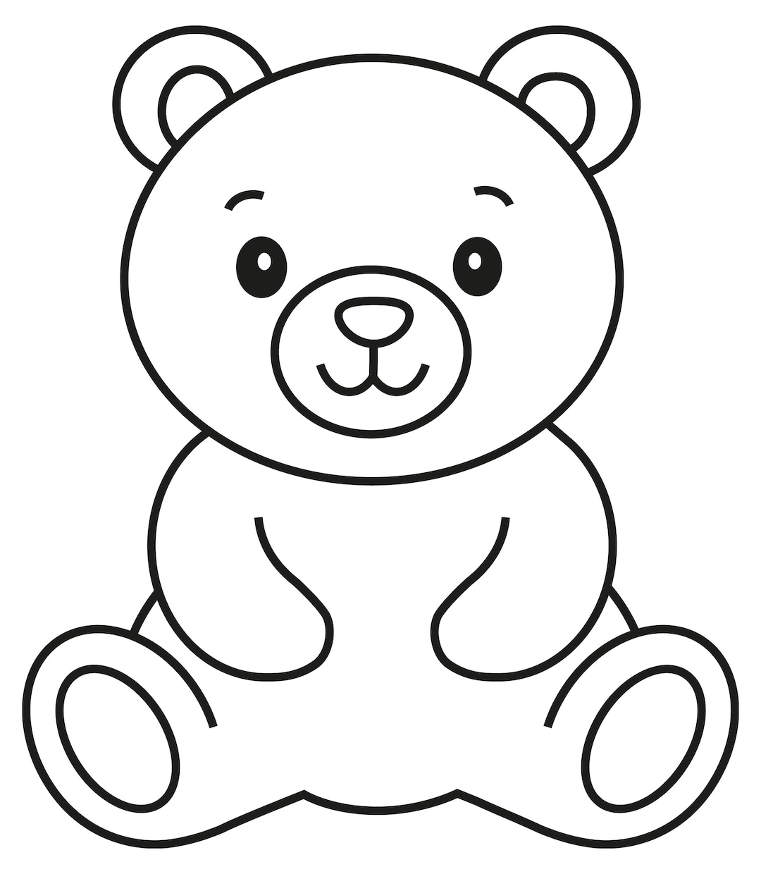 Cute Bear Coloring Page for Kids Printable Animal Coloring PDF PNG EPS ...