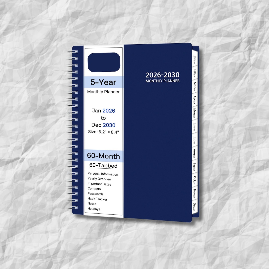 2026-2030 Monthly Planner – Five-year A5 Organizer - Etsy