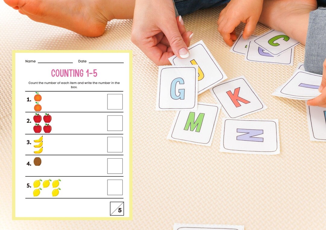 Preschool Math Counting 1-20 Worksheet | Kindergarten Printable | Food ...