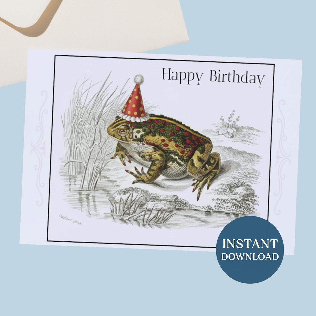 Funny Toad Birthday Card: Vintage Absurd Humor (printable Digital ...