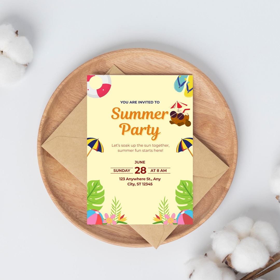Editable Summer Party Invitation, Summer Party Invitation, Summer ...