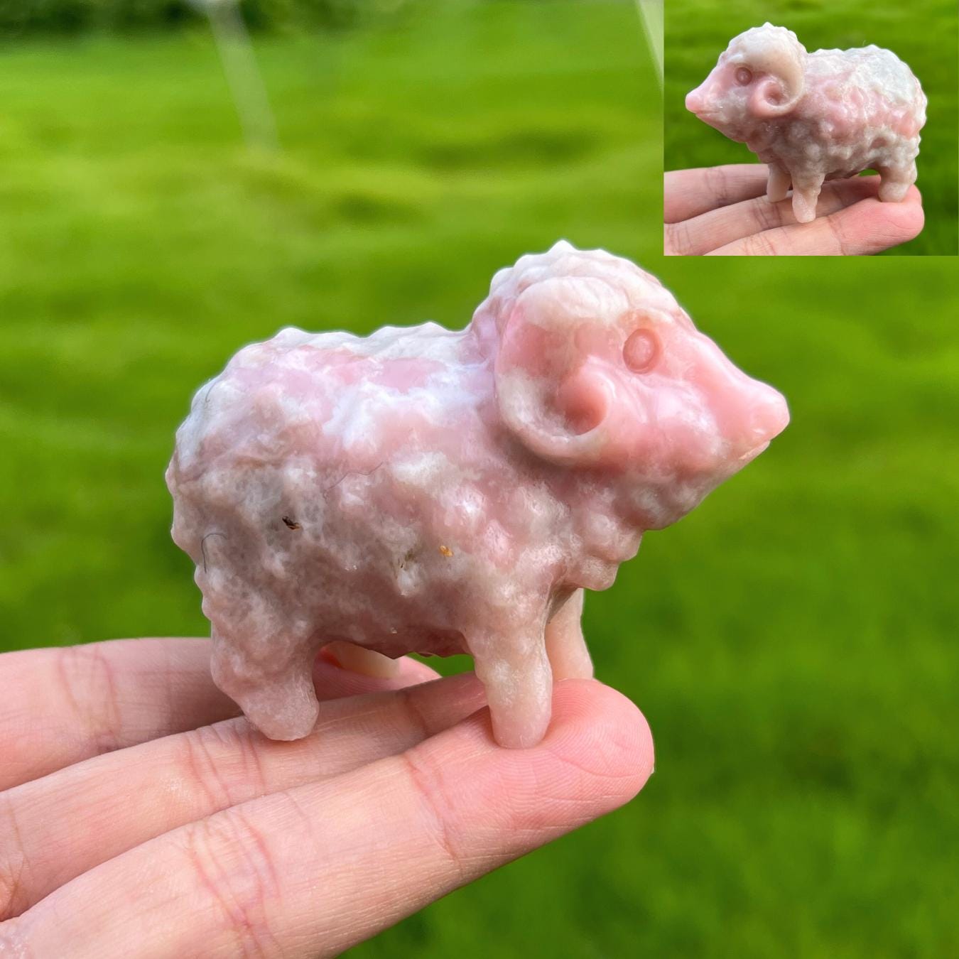 Hand Carved Pink Opal Animal Figurine, Healing Crystal Decor - Etsy