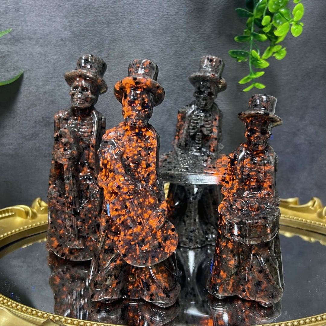 Hand Carved Yooperlite Skeleton Band: Spooky Halloween Decor - Etsy