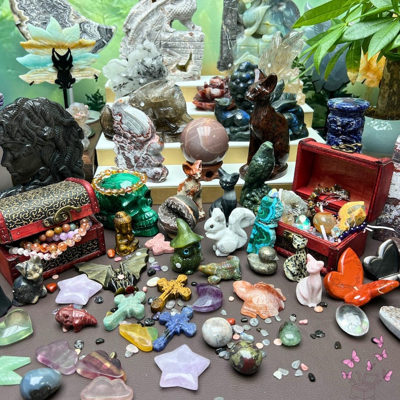 Crystal Mystery Box: Raw & Tumbled Gemstones, Reiki Healing Set ...