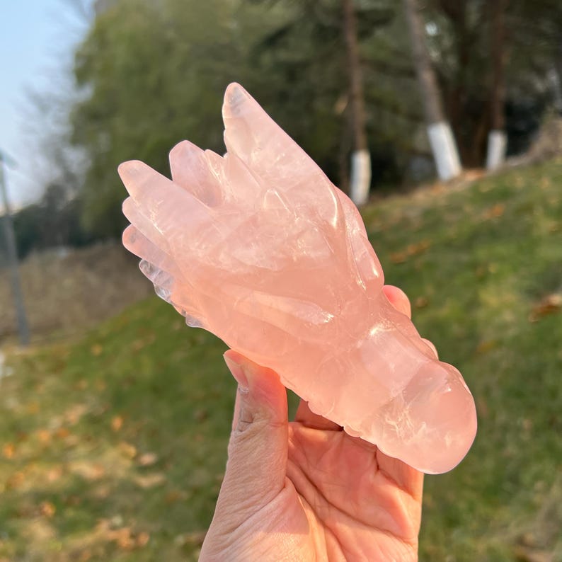 5.5" Unique Natural Rose Quartz Dragon Skull Carving,crystal Hermit ...