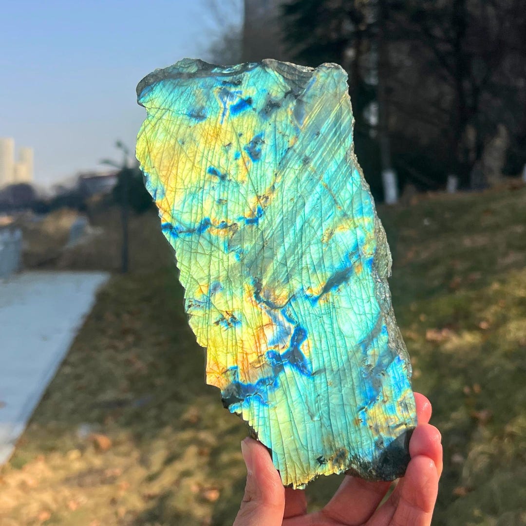 Unique Natural Labradorite Slice,crystal Freefrom,reiki Healing Crystal ...