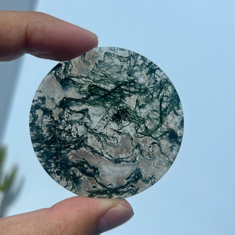 Natural Moss Agate Disc Slice: Crystal Healing, Home Decor (55mm+) - Etsy