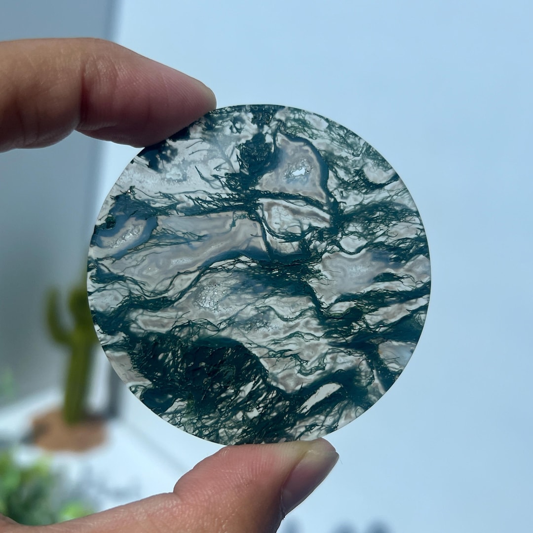 Natural Moss Agate Disc Slice: Crystal Healing, Home Decor (55mm+) - Etsy