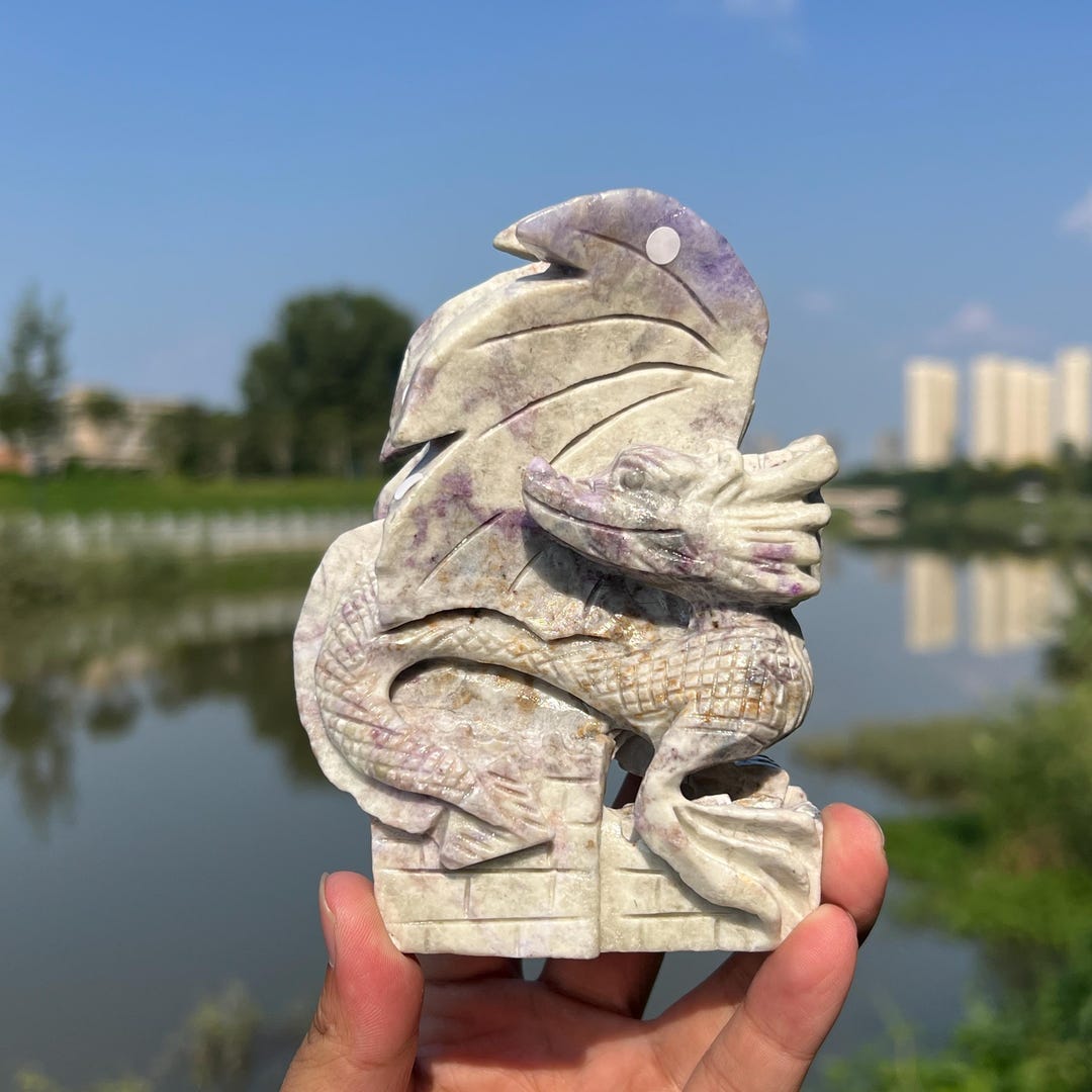 Hand Carved Hackmanite Dragon: UV Fluorescent Crystal Sculpture - Etsy