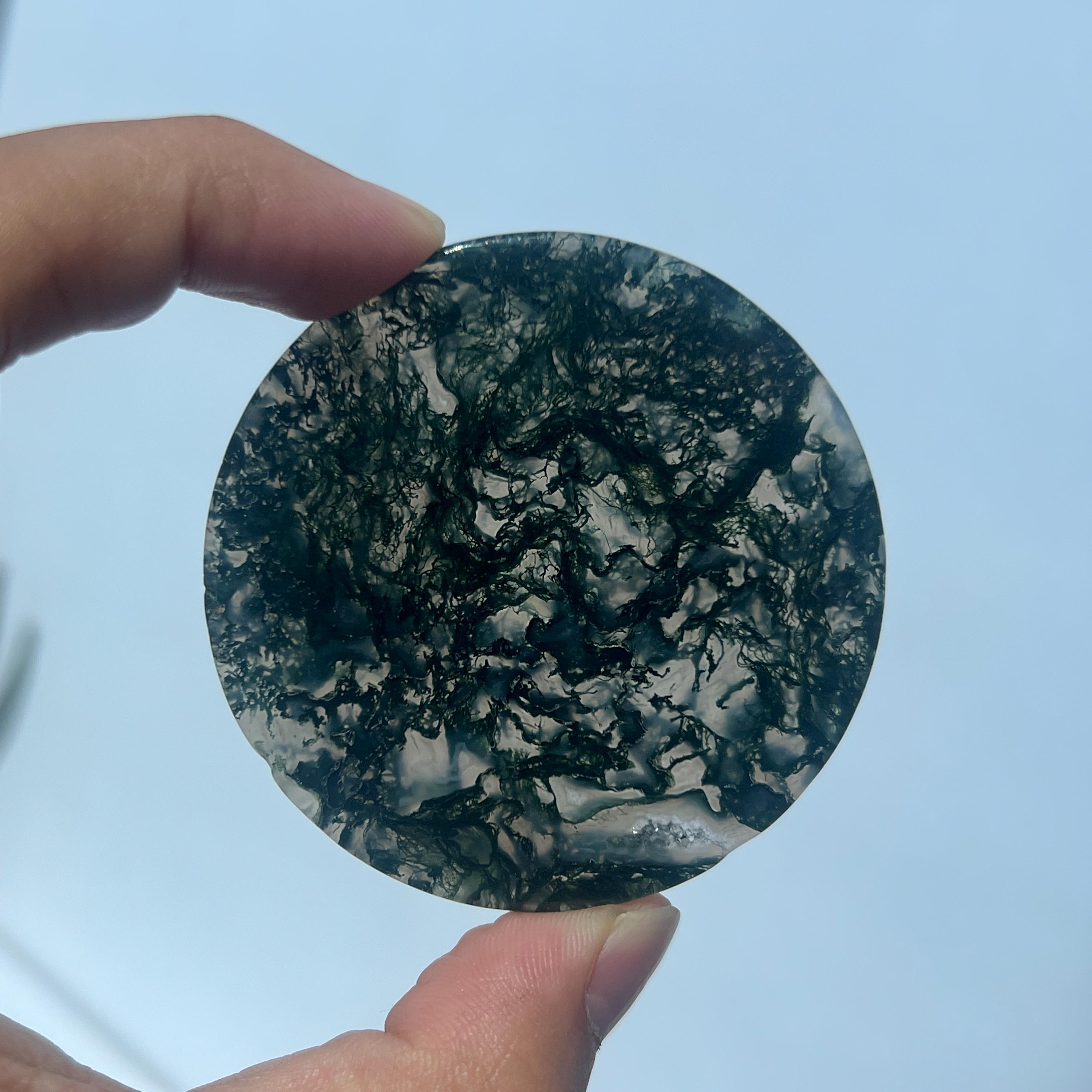 Natural Moss Agate Disc Slice: Crystal Healing, Home Decor (55mm+) - Etsy