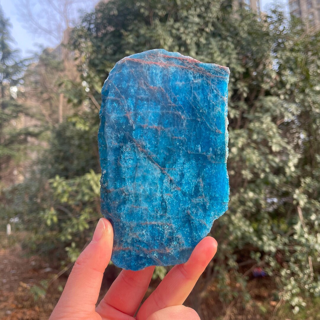Unique Natural Blue Apatite Slice,crystal Freefrom,reiki Healing Gift ...