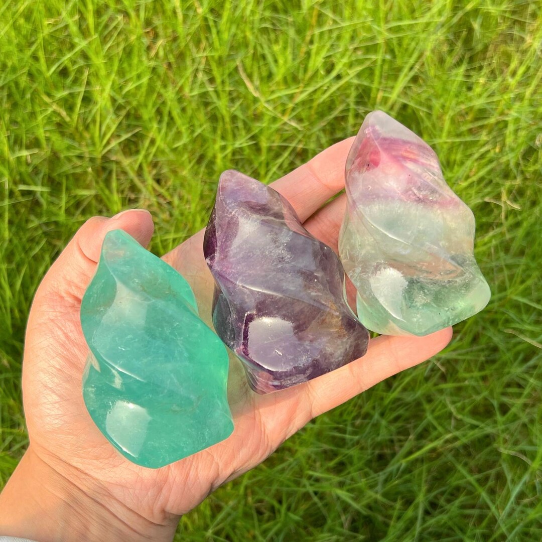Rainbow Fluorite Crystal Flame, Polished Healing Gemstone 1pc - Etsy