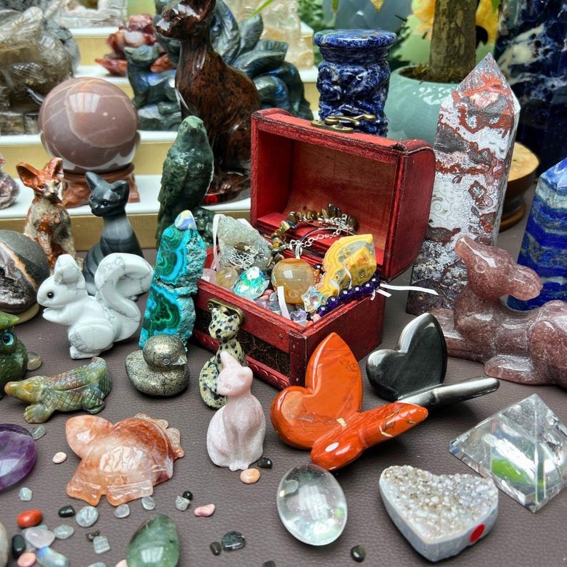 Crystal Mystery Box: Raw & Tumbled Gemstones, Reiki Healing Set ...