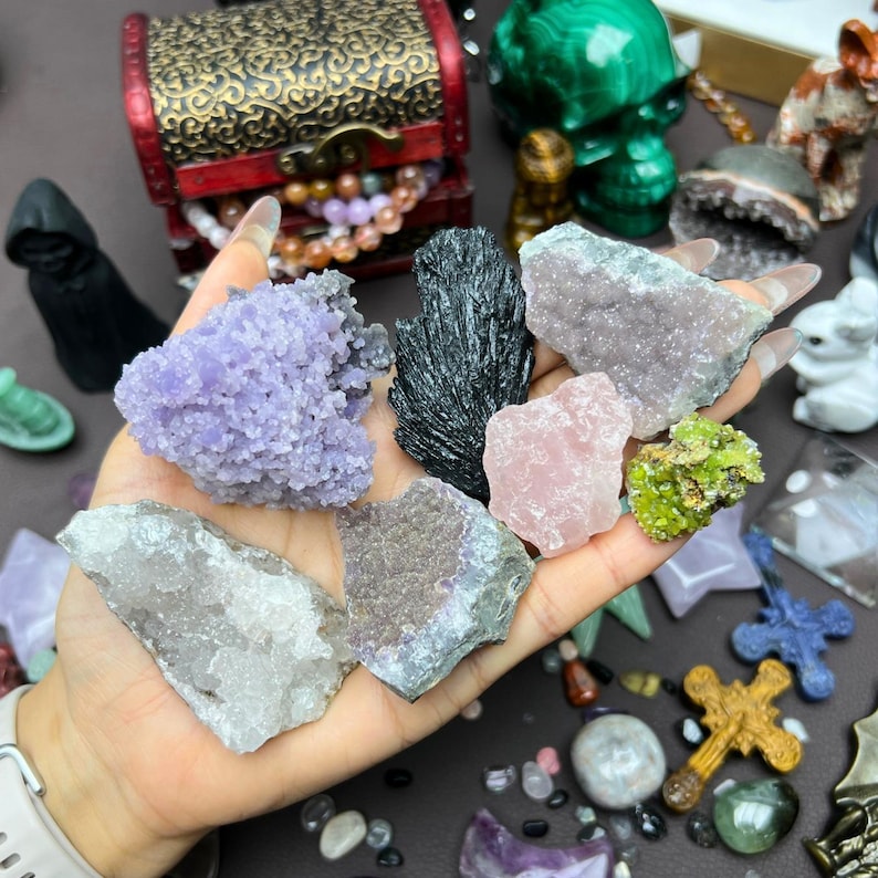 Crystal Mystery Box: Raw & Tumbled Gemstones, Reiki Healing Set ...