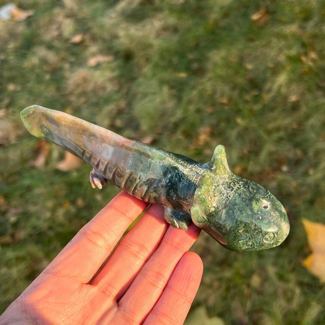 Unique Natural Hand Jasper Axolotl Carving,crystal Marine Animal ...