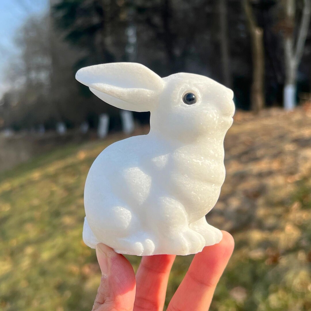 3.2" Natural White Jade Rabbit Carving,animal Carved,reiki Healing ...
