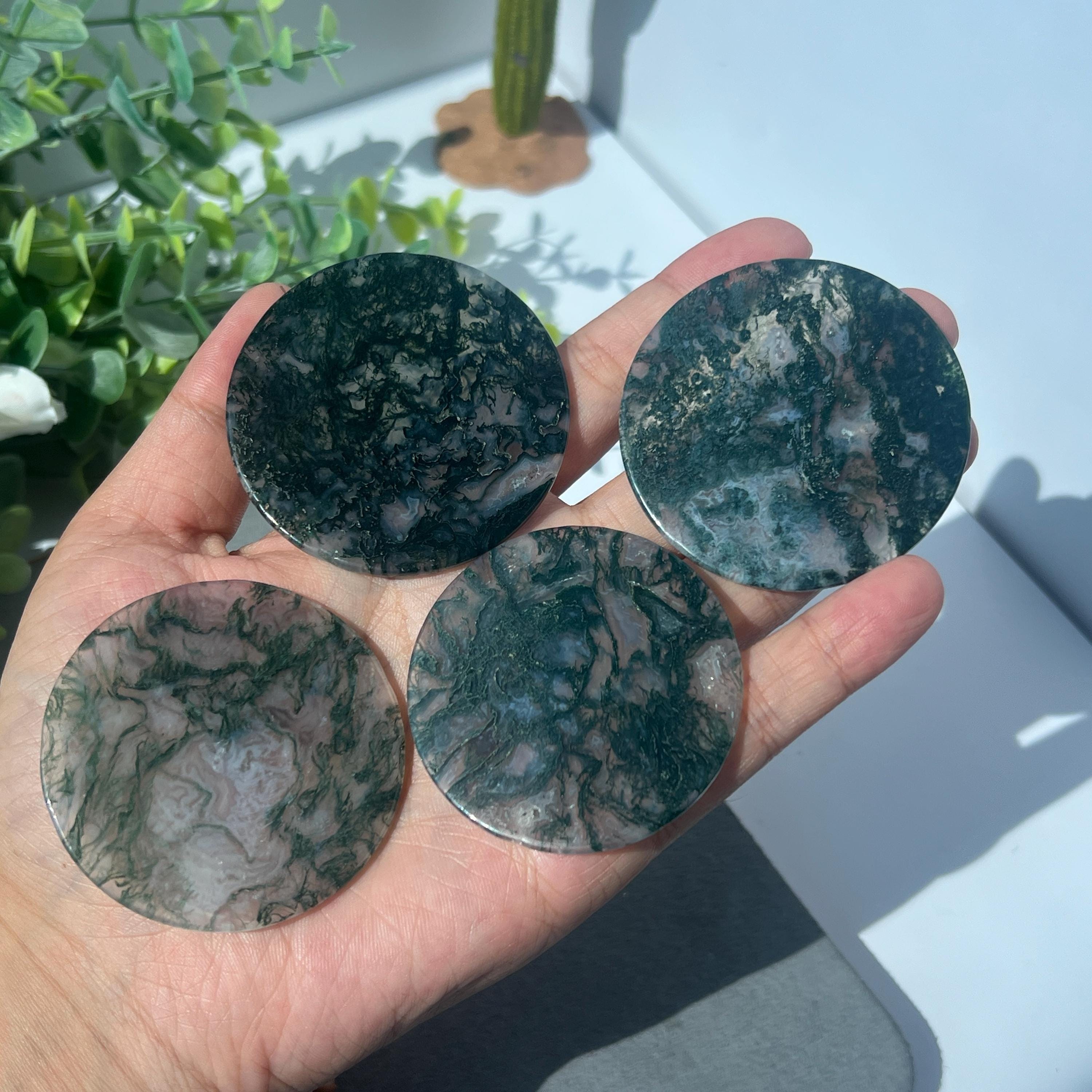 Natural Moss Agate Disc Slice: Crystal Healing, Home Decor (55mm+) - Etsy