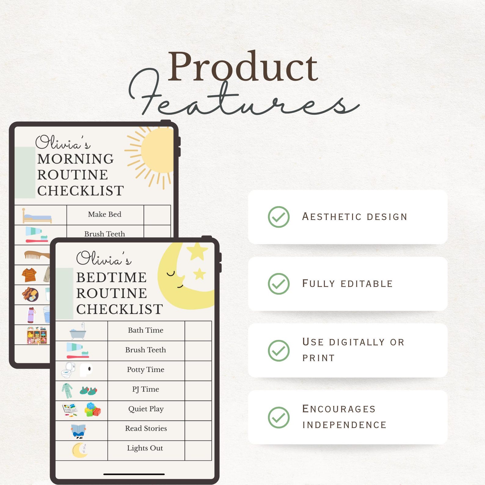 Toddler Morning & Bedtime Routine Chart | Visual Schedule (editable ...