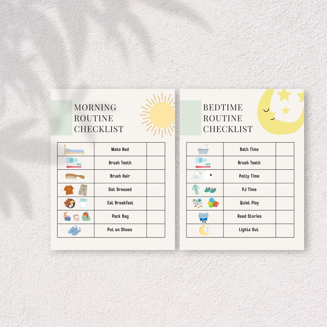 Toddler Morning & Bedtime Routine Chart | Visual Schedule (editable ...