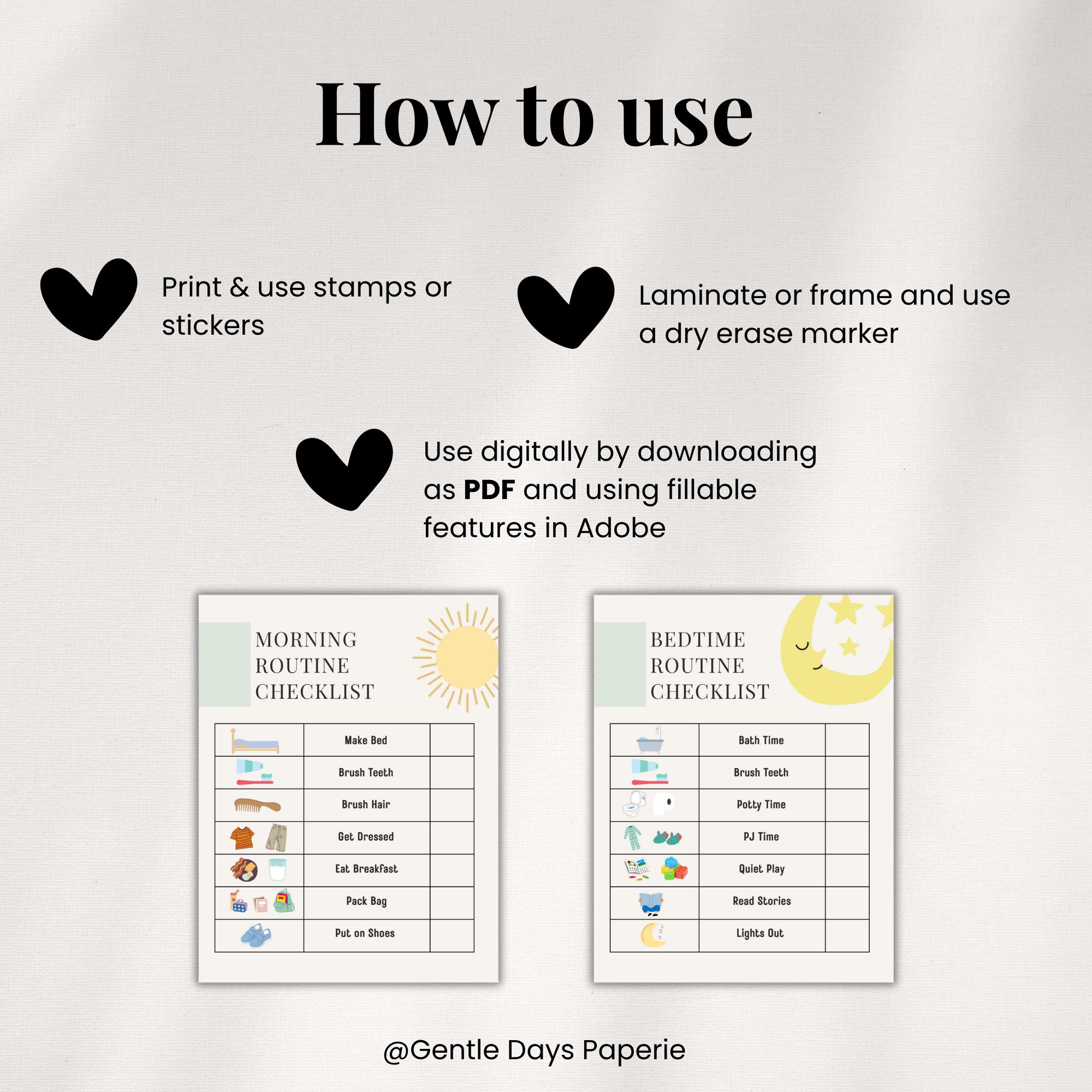 Toddler Morning & Bedtime Routine Chart | Visual Schedule (editable ...