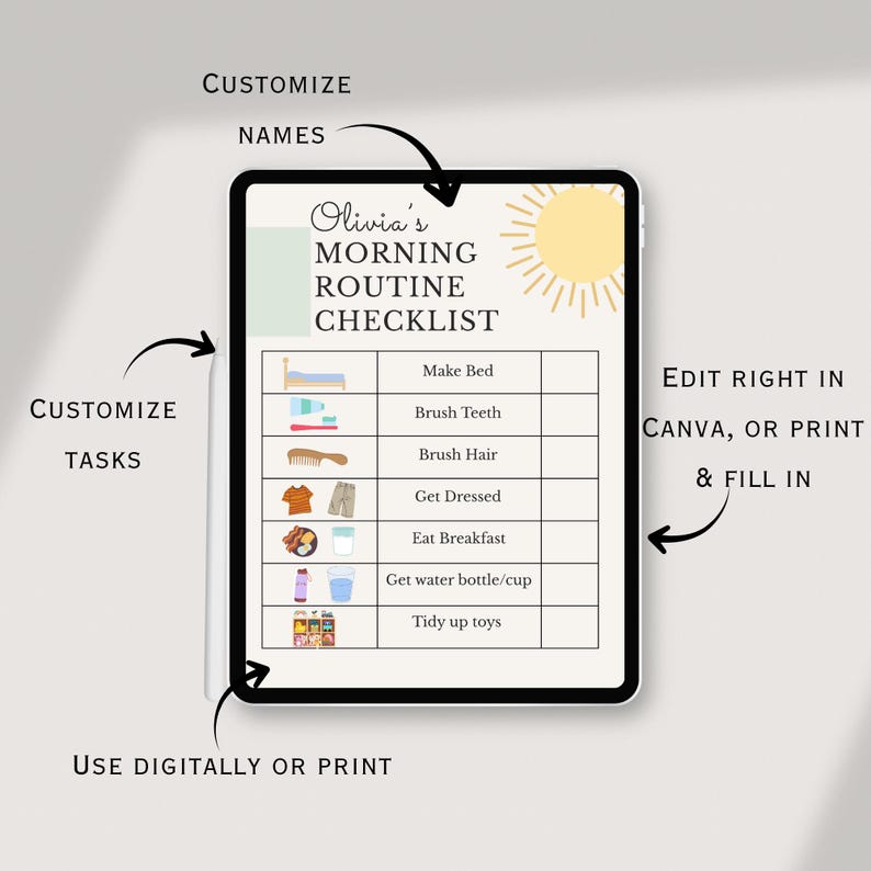 Toddler Morning & Bedtime Routine Chart | Visual Schedule (editable ...