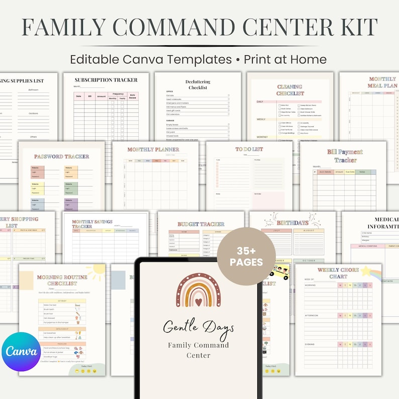 Editable Family Command Center Kit | Canva Planner (digital Download ...