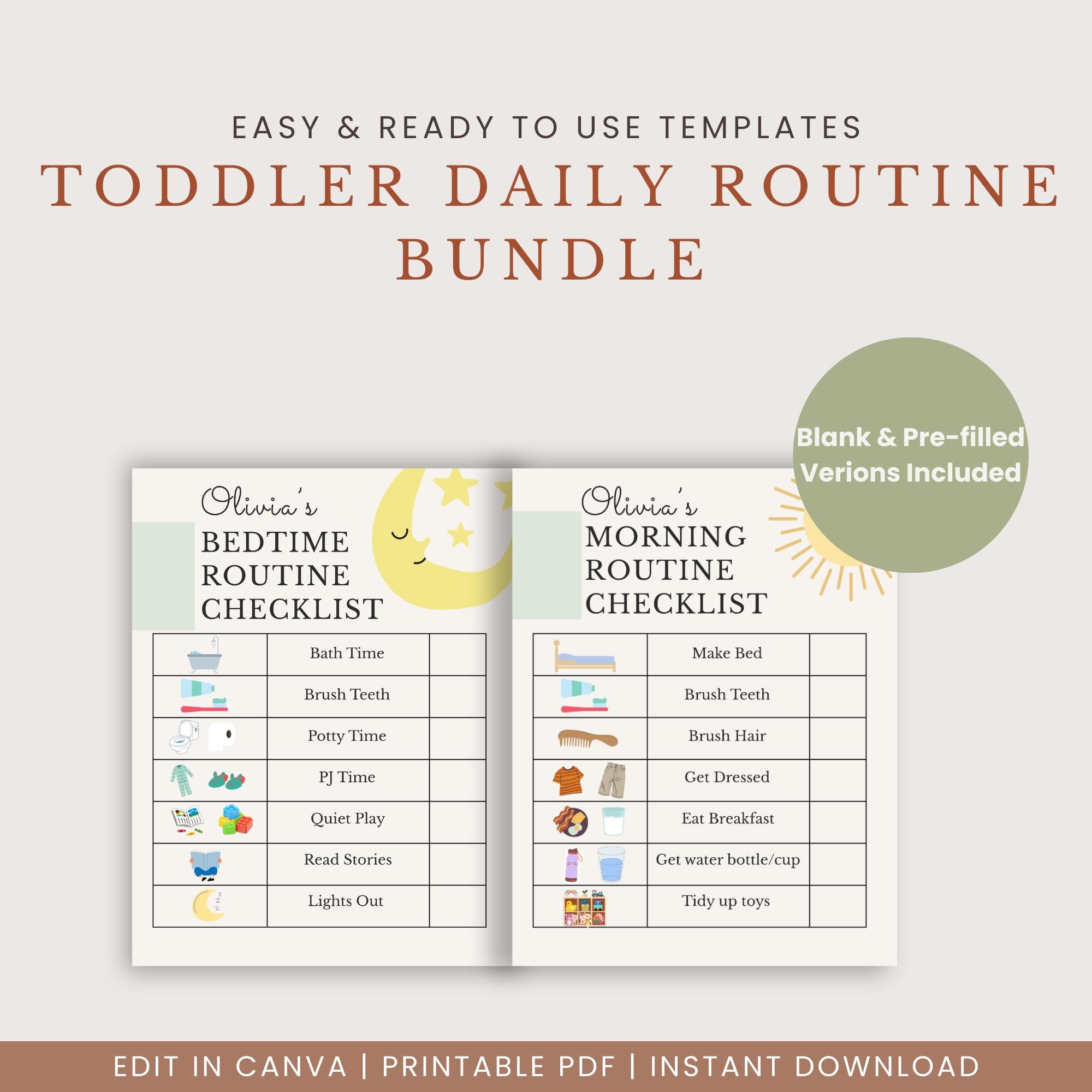 Toddler Morning & Bedtime Routine Chart | Visual Schedule (editable ...